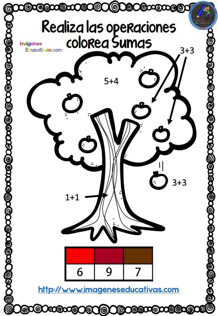 Coloreamos con sumas en otoño - Imagenes Educativas