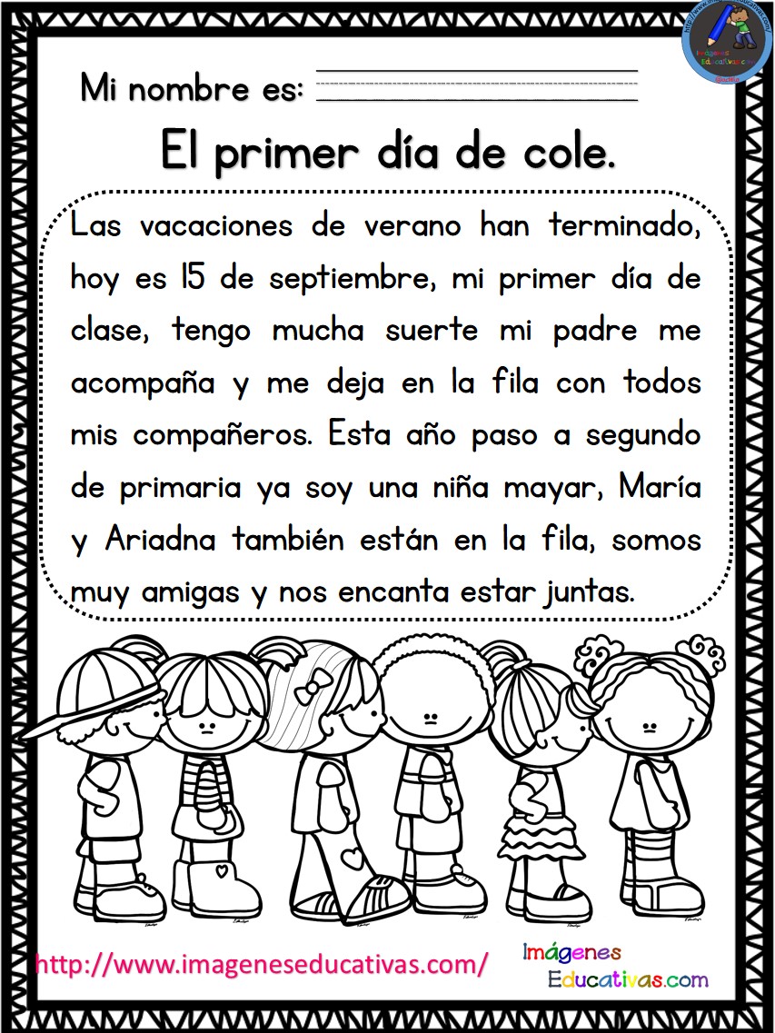 Lecturas comprensivas mi primer día de clase (2) - Imagenes Educativas