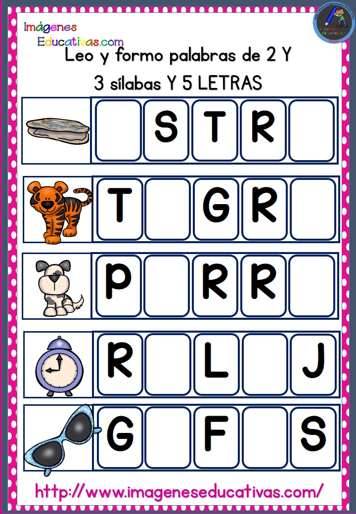 Formar palabras con 2 y 3 sílabas y 5 letras (4) - Imagenes Educativas