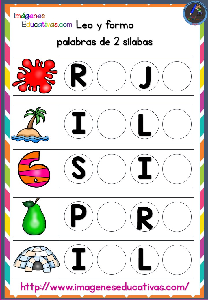 Leo y formo palabras de 2 sílabas material imprimible - Imagenes Educativas