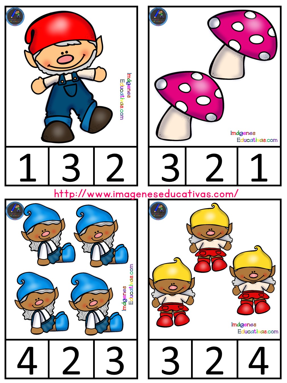 Tarjetas de asociación cantidad-grafía fantasía (1) - Imagenes Educativas