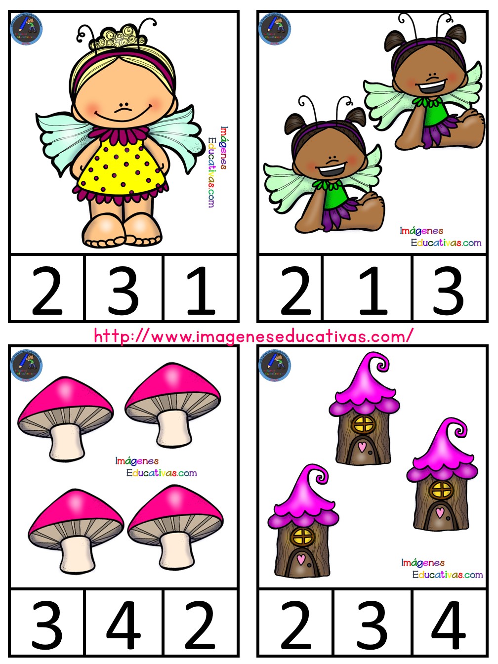 Tarjetas de asociación cantidad-grafía fantasía (2) - Imagenes Educativas