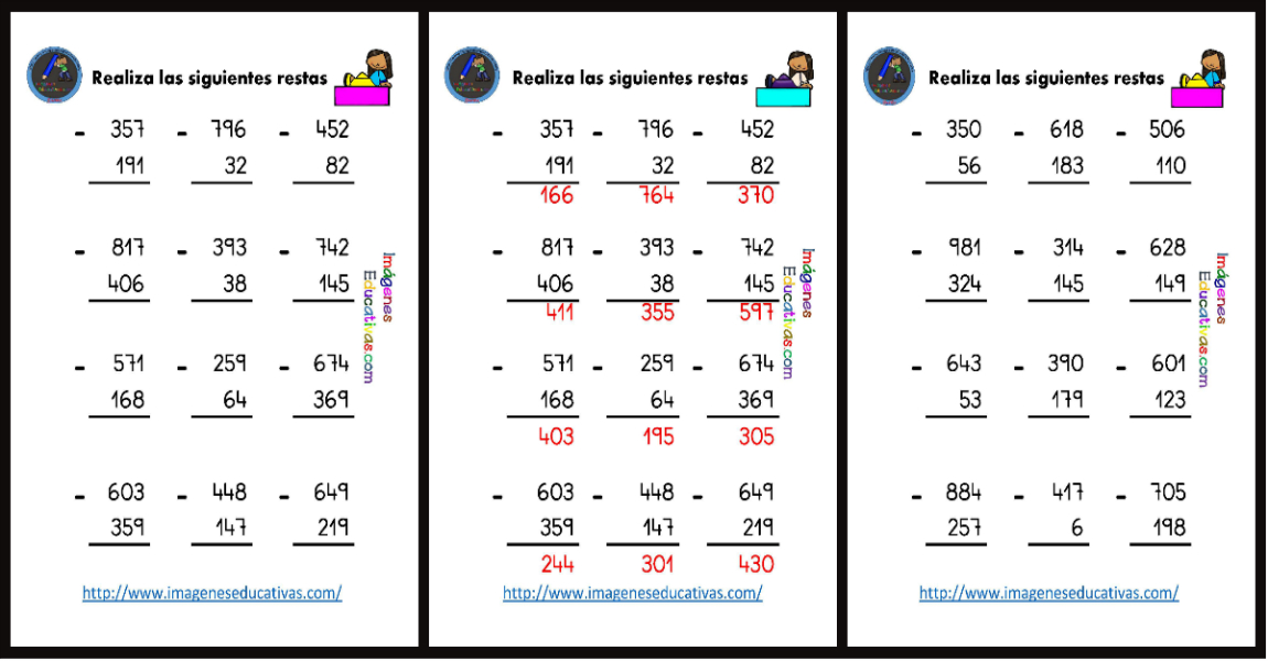 FICHAS RESTAS CON Y SIN LLEVADA - Imagenes Educativas FICHAS RESTAS CON Y SIN LLEVADA - Imagenes Educativas