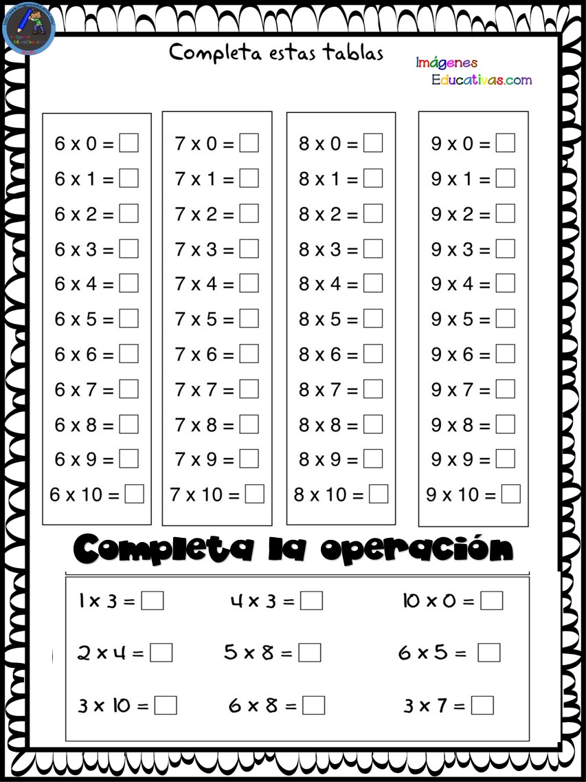 Repasamos Las Tablas De Multiplicar Ejercicios Listos Para Imprimir 1