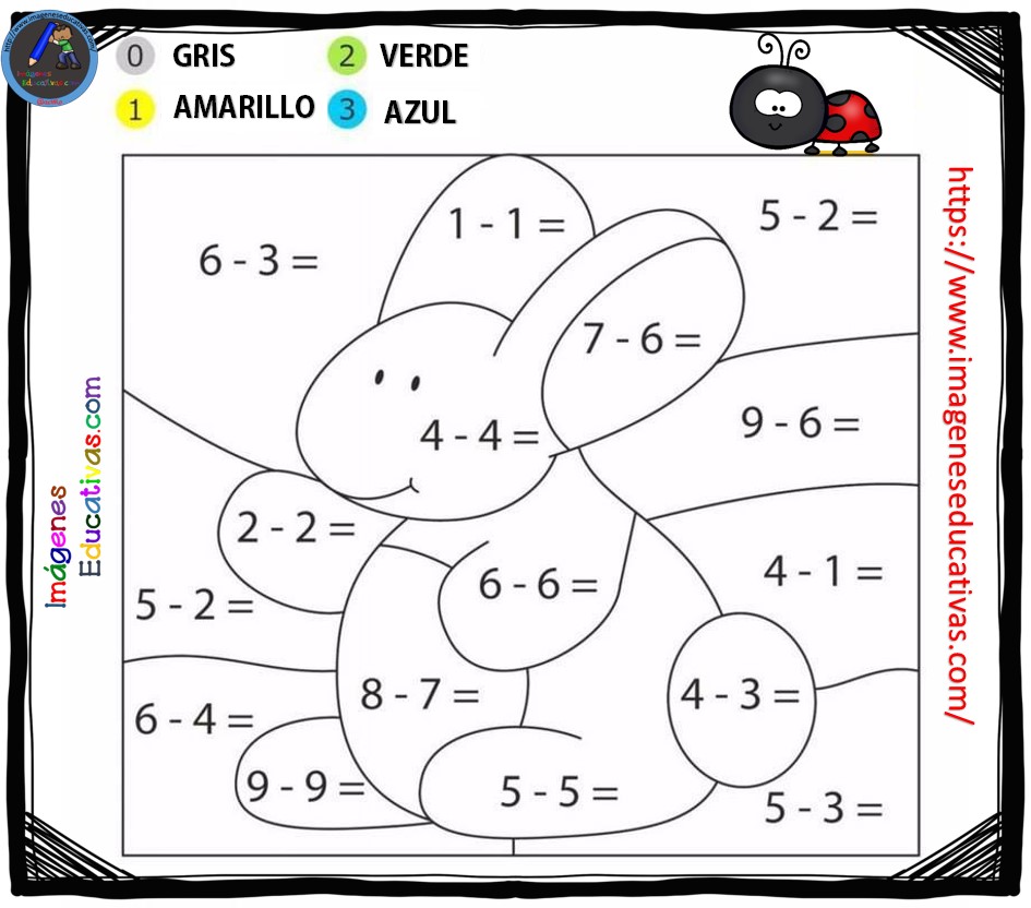 COLOREAR POR NÚMEROS SUMAS Y RESTAS (3) - Imagenes Educativas