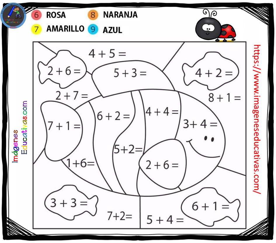 101 fichas para colorear con operaciones matemáticas – Imagenes Educativas
