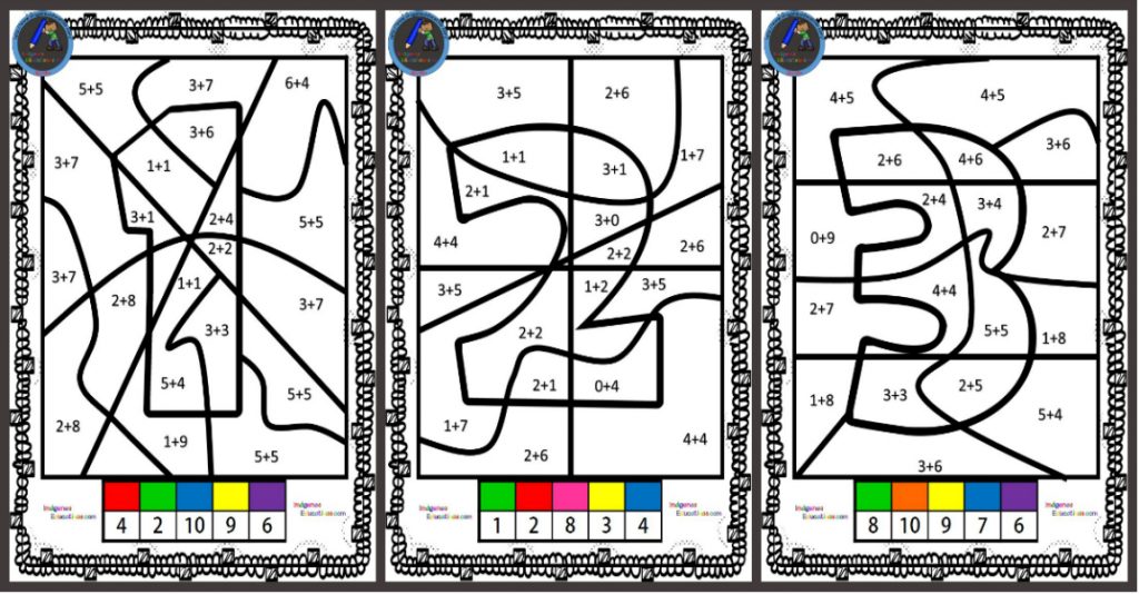 El número escondido colorear por sumas - Imagenes Educativas