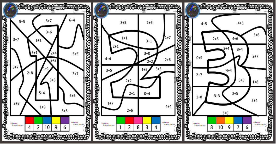 101 fichas para colorear con operaciones matemáticas - Imagenes Educativas