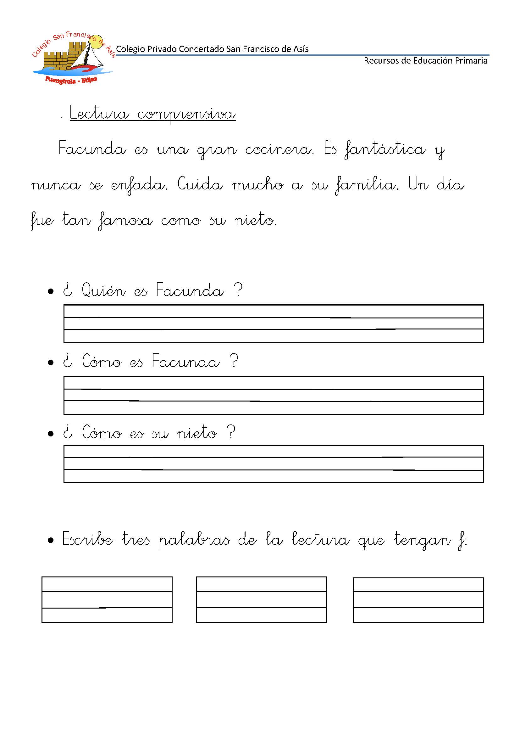 50 Fichas de comprensión lectora para primer grado y primer ciclo de ...