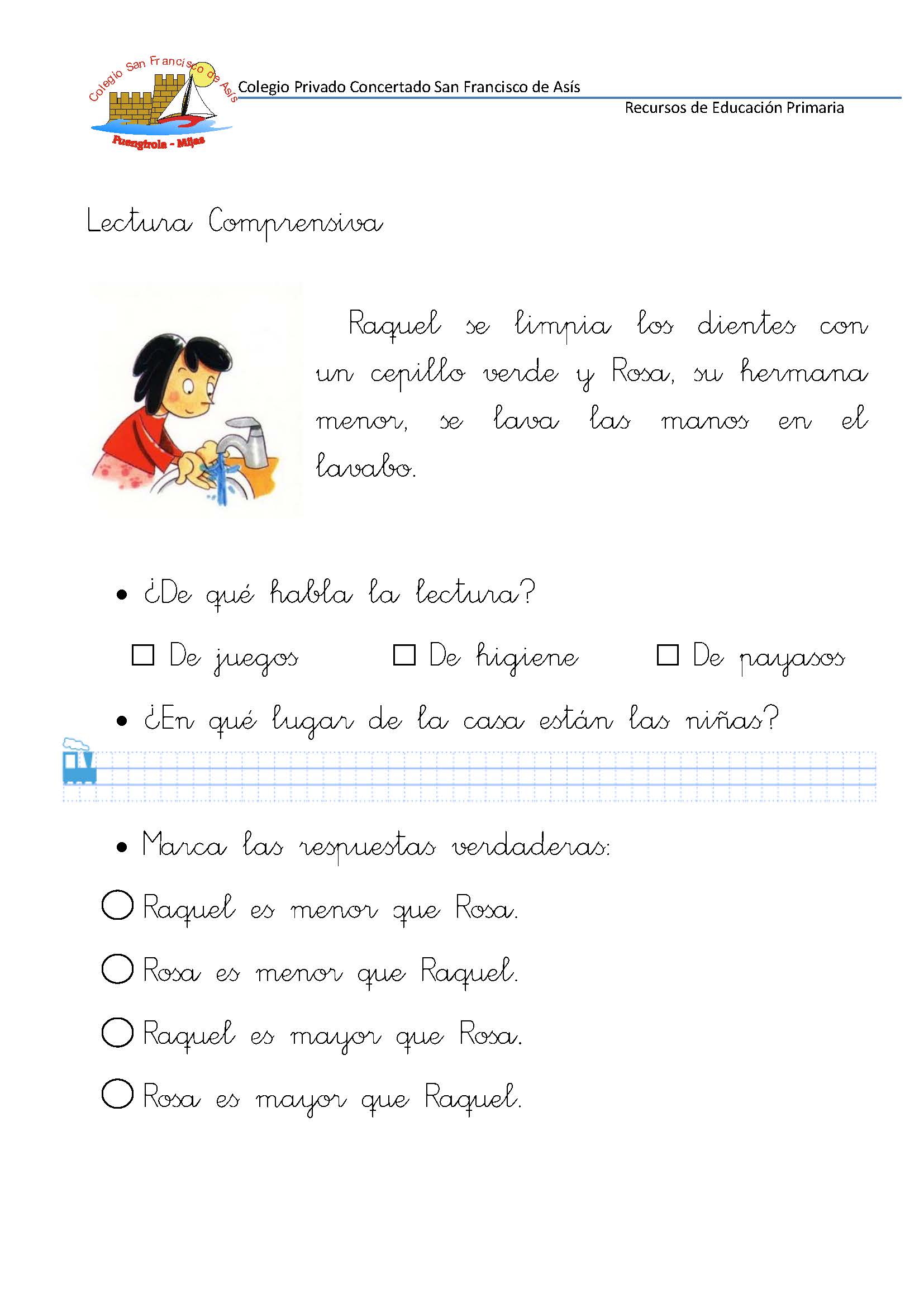 50 Fichas De Comprensión Lectora Para Primer Ciclo De Primaria Y Primer