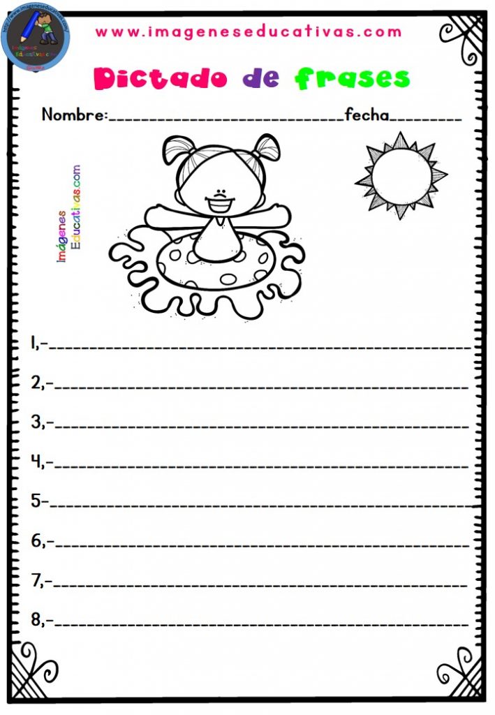 Hojas para dictados (12) - Imagenes Educativas