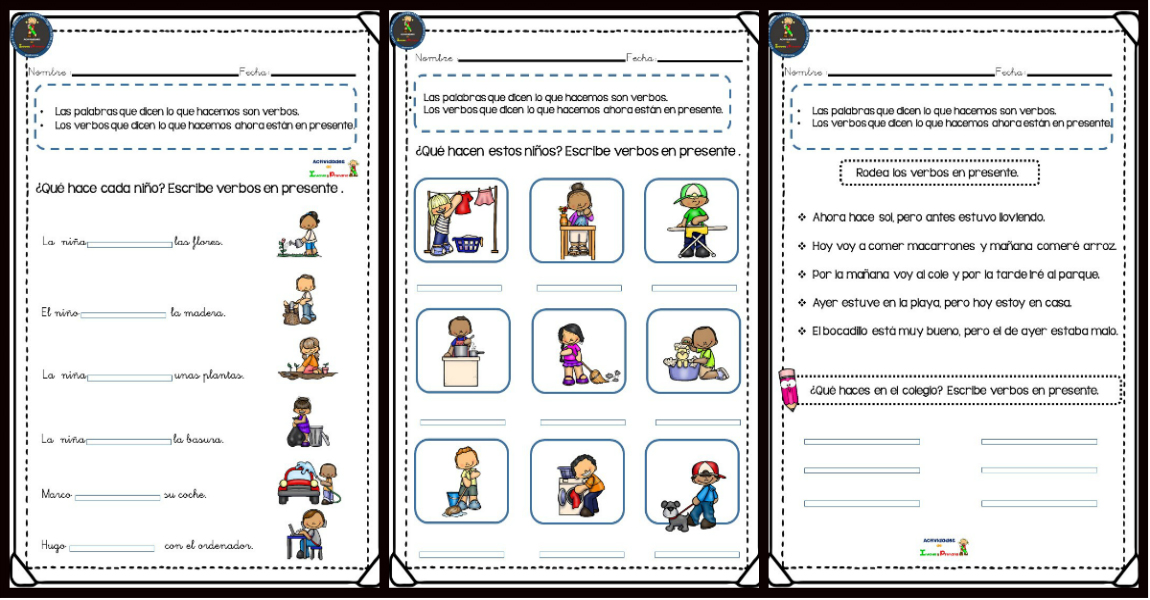 0coloección de fichas para trabajar los verbos en primaria (1 ...