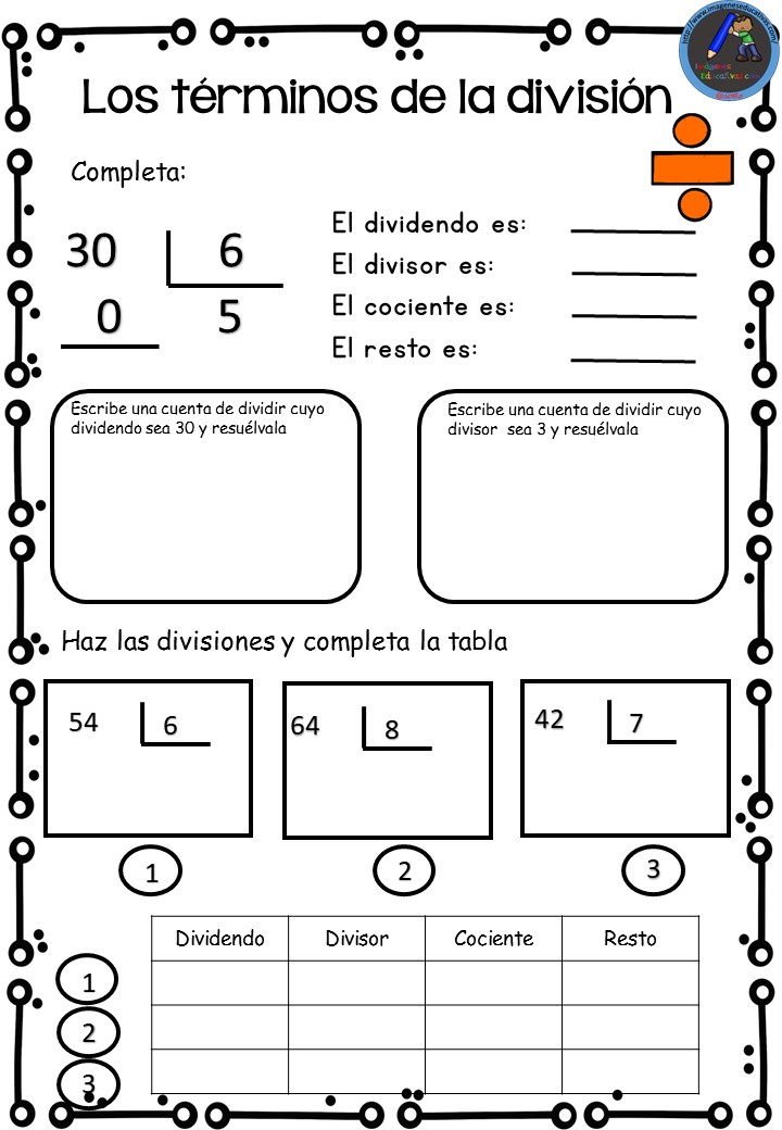 Colección de fichas para aprender a dividir (3) - Imagenes Educativas