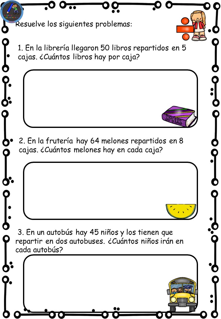 Colección de fichas para aprender a dividir (7) - Imagenes Educativas