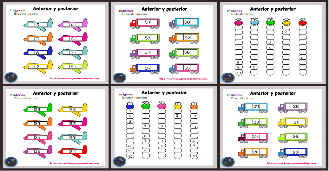 Fichas para trabajar orden numérico anterior y posterior - Imagenes ...