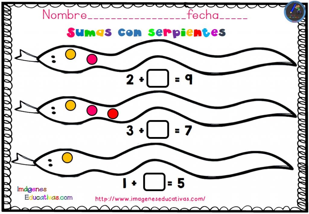 SUMA SERPIENTE manipulativo para practicar la suma - Imagenes Educativas