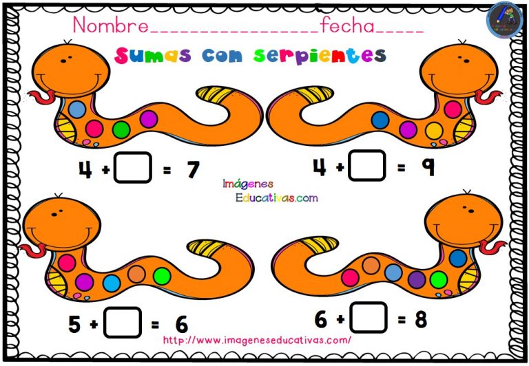 SUMA SERPIENTE manipulativo para practicar la suma - Imagenes Educativas