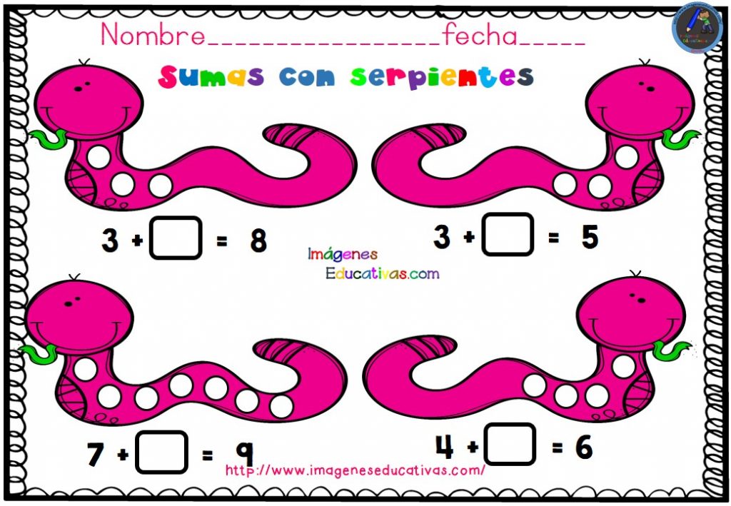 SUMA SERPIENTE manipulativo para practicar la suma - Imagenes Educativas
