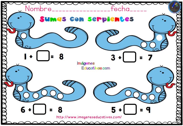 SUMA SERPIENTE manipulativo para practicar la suma - Imagenes Educativas
