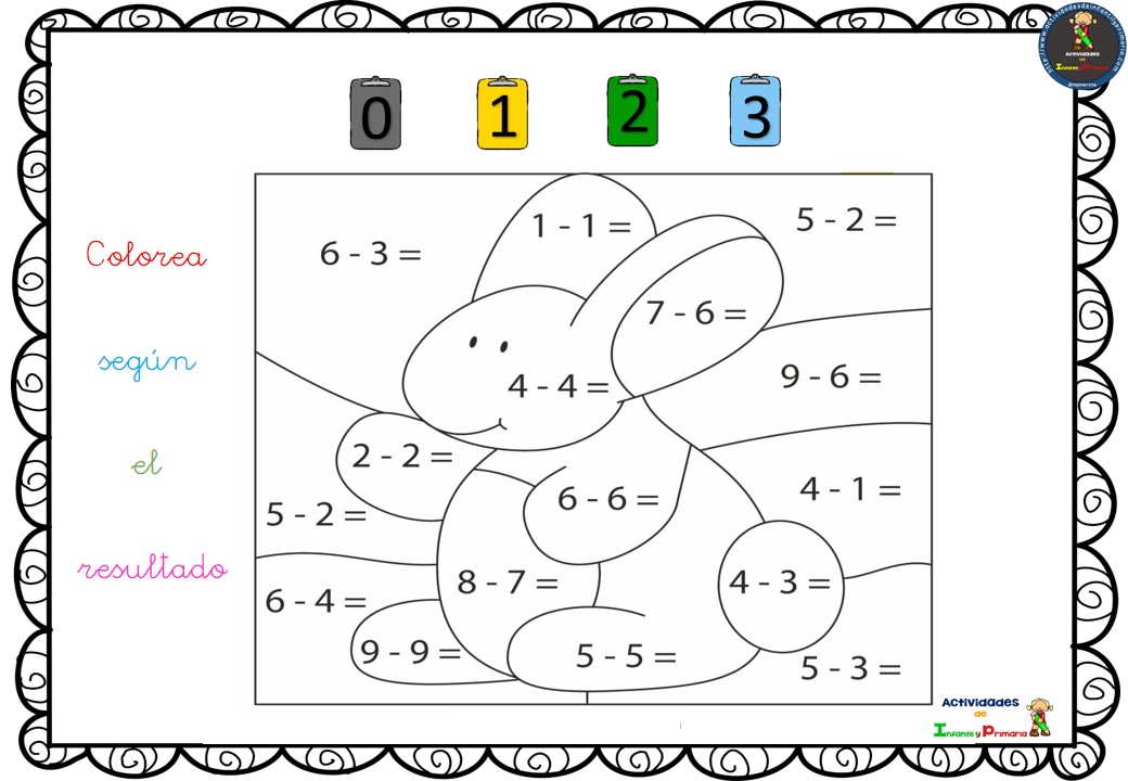 Colorea según el resultado resolviendo sumas y restas - Imagenes Educativas