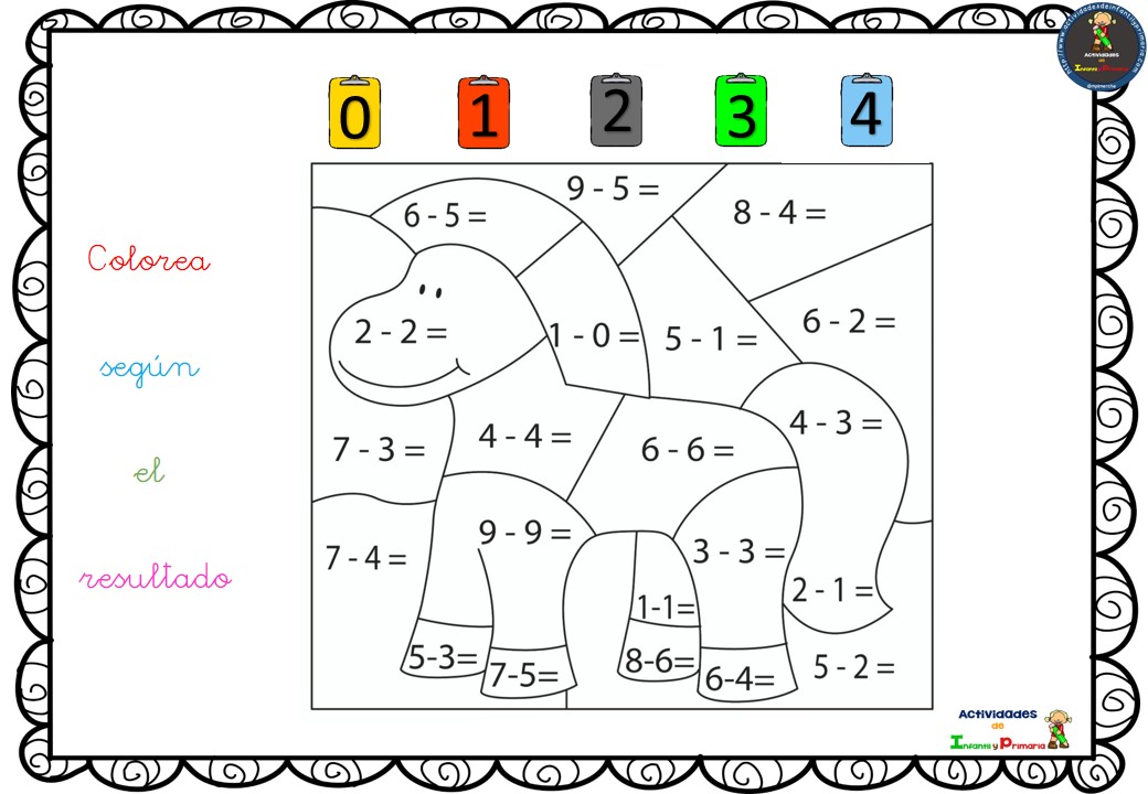 Recopilatorio de fichas para colorear con sumas y restas - Imagenes ...