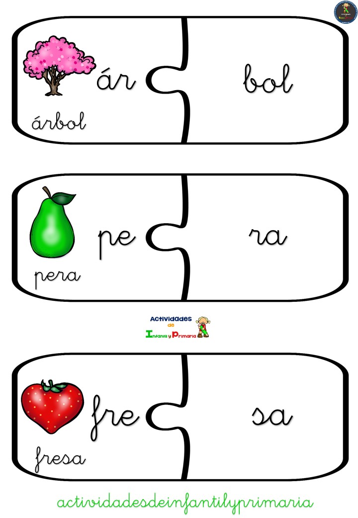 Trabajamos la conciencia fonológica con este divertido puzzle silábico ...
