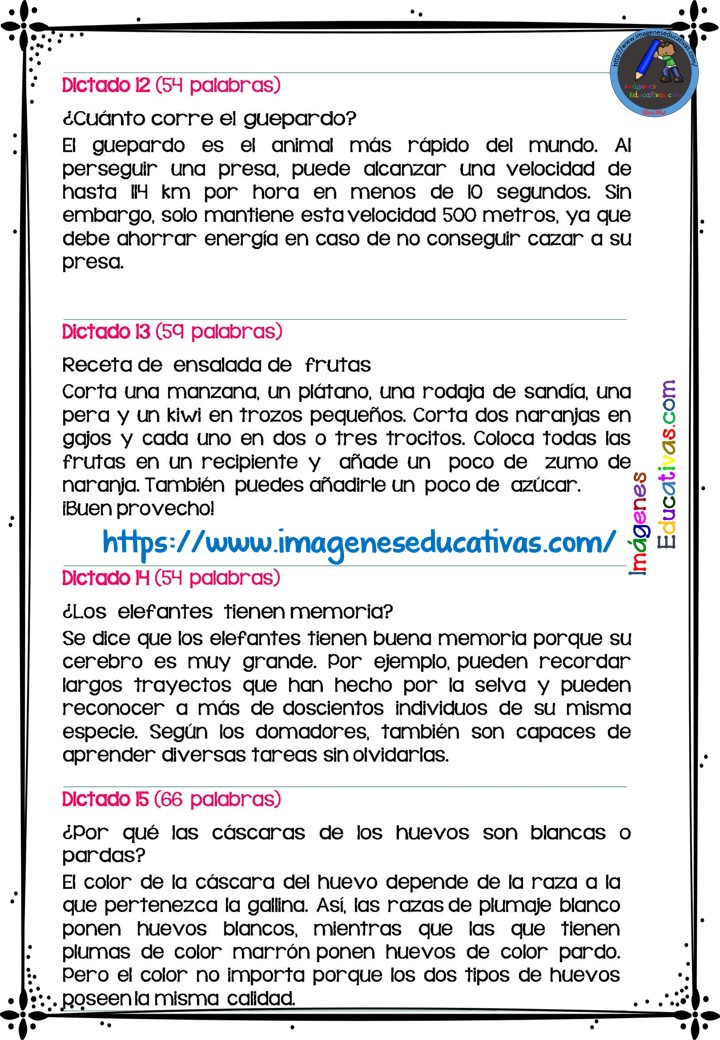 30 DICTADOS PARA PRIMARIA 1º 2º Y 3º CICLO - Imagenes Educativas
