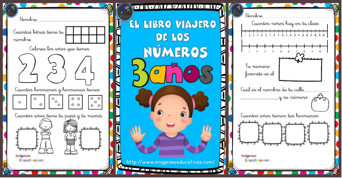 Libro viajero de los números para 3 años - Imagenes Educativas