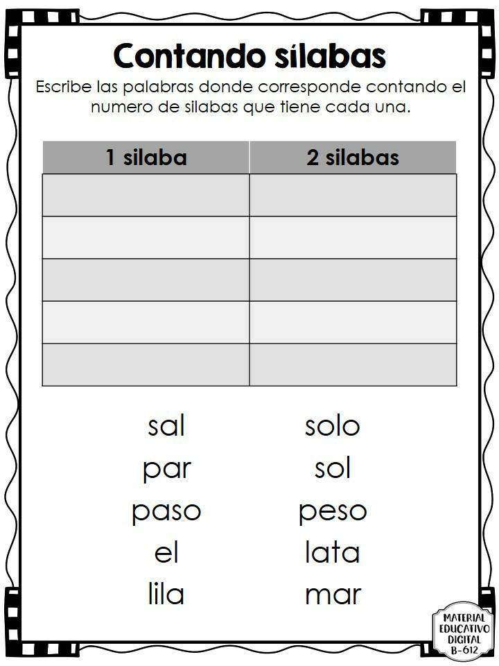 APRENDO LAS SÍLABAS (6) - Imagenes Educativas