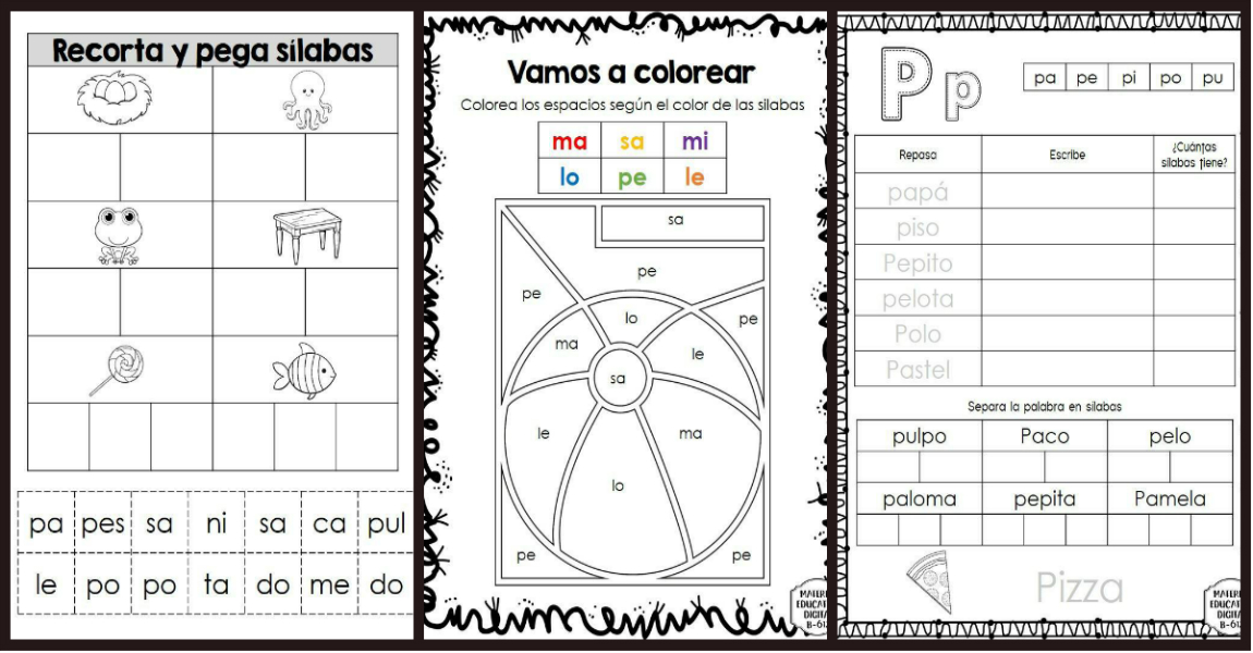 FICHAS aprendiendo las sílabas - Imagenes Educativas