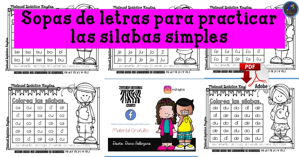 Sopas de letras para practicar las sílabas simples - Imagenes Educativas