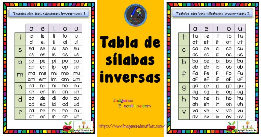 sílabas inversas Archivos - Imagenes Educativas