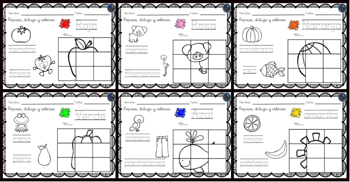 Repasa, traza y colorea los colores - Imagenes Educativas