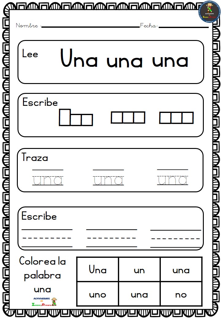 Actividades palabras de alta frecuencia - Imagenes Educativas