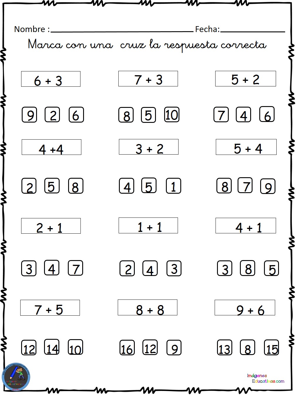 Actividades sumas y restas - Imagenes Educativas