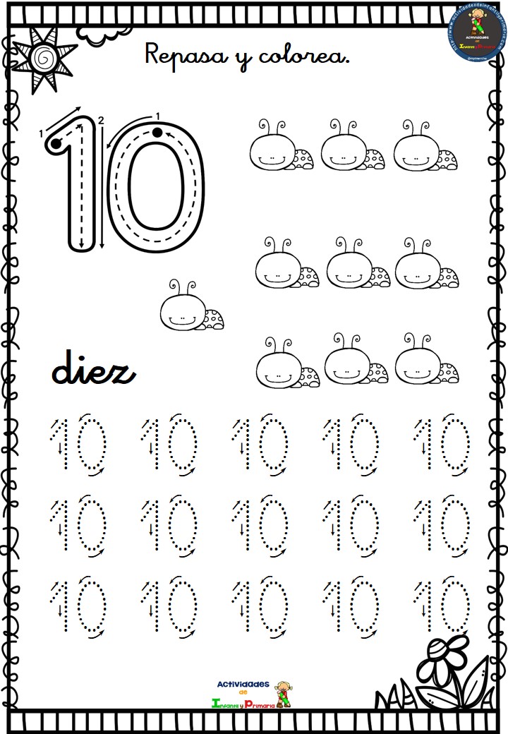 Colección de fichas de grafomotricidad números - Imagenes Educativas