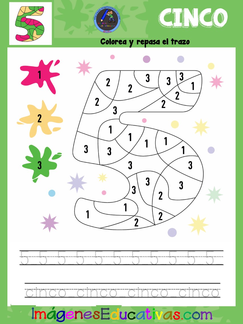 Colorea por números los números (6) - Imagenes Educativas