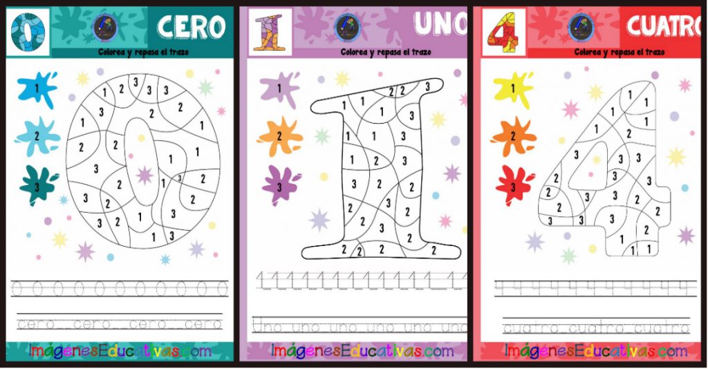 Colorea por números los números portada - Imagenes Educativas