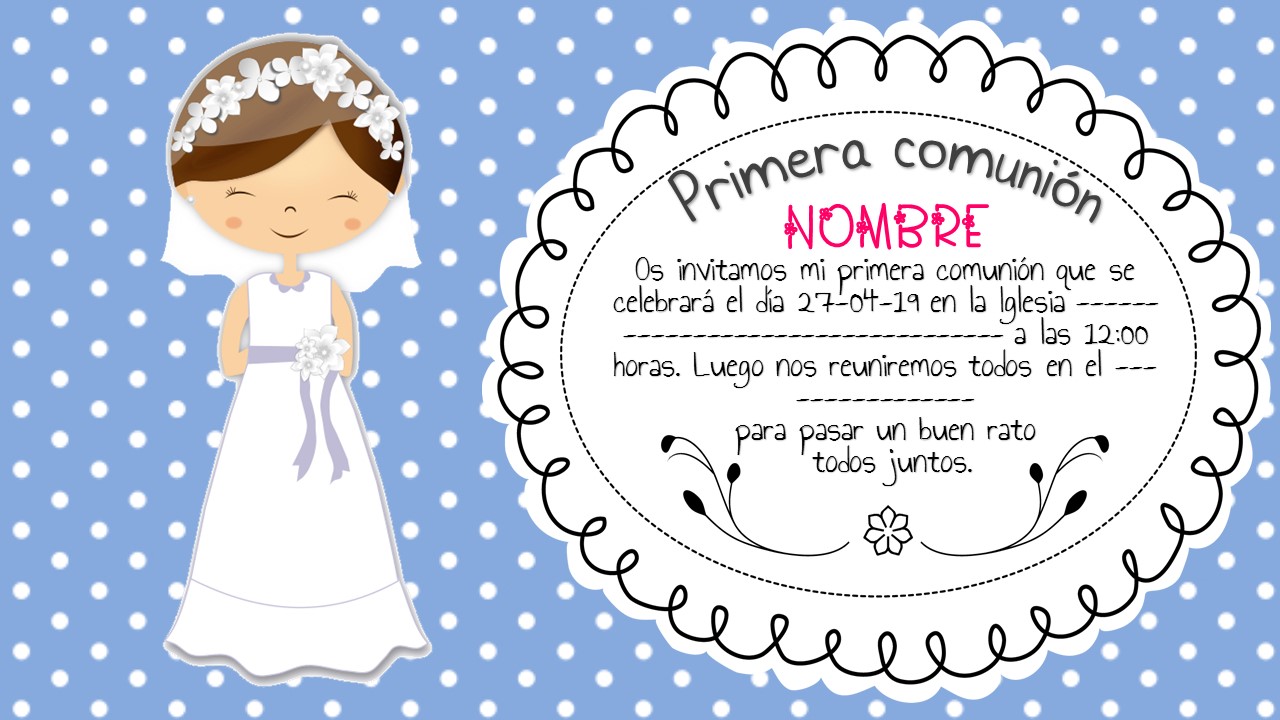 Colección de invitaciones Primera Comunión Editables - Imagenes Educativas