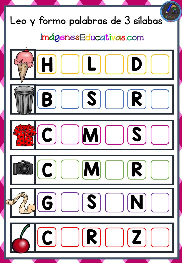 Leo y formo palabras de 3 sílabas (4) - Imagenes Educativas