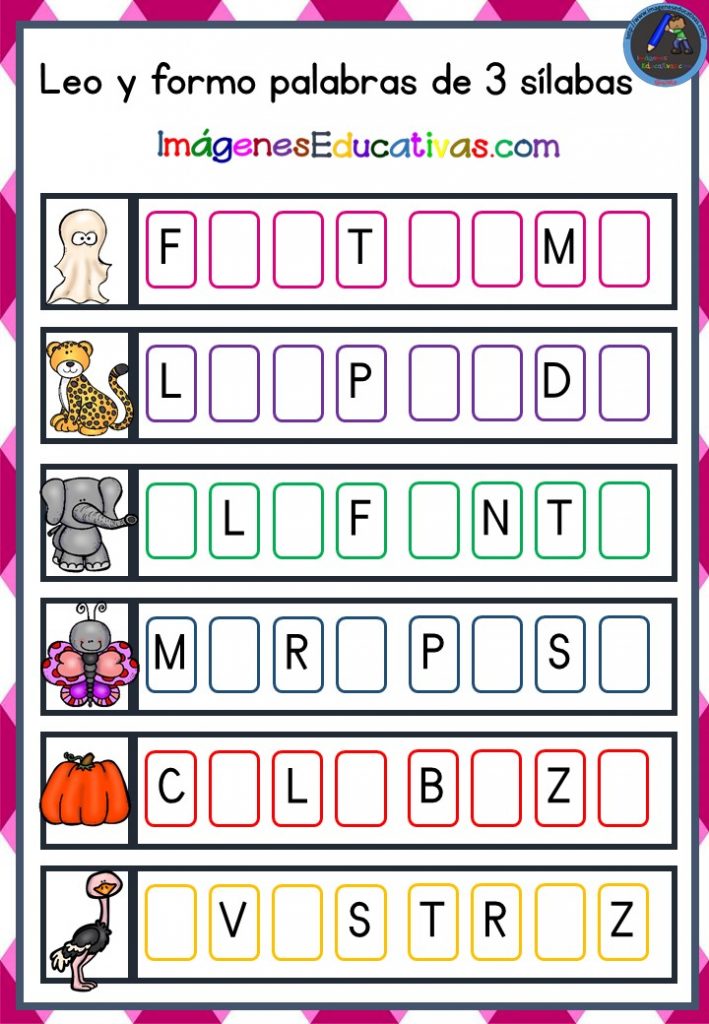 Leo y formo palabras de 3 sílabas material imprimible - Imagenes Educativas