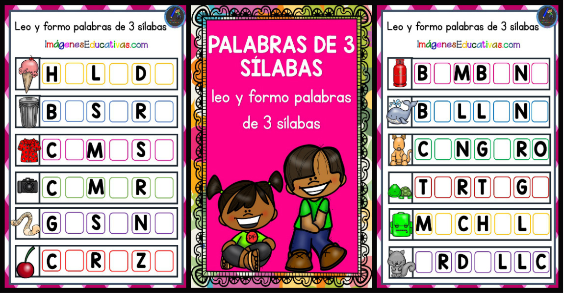 Leo y formo palabras de 3 sílabas material imprimible - Imagenes Educativas