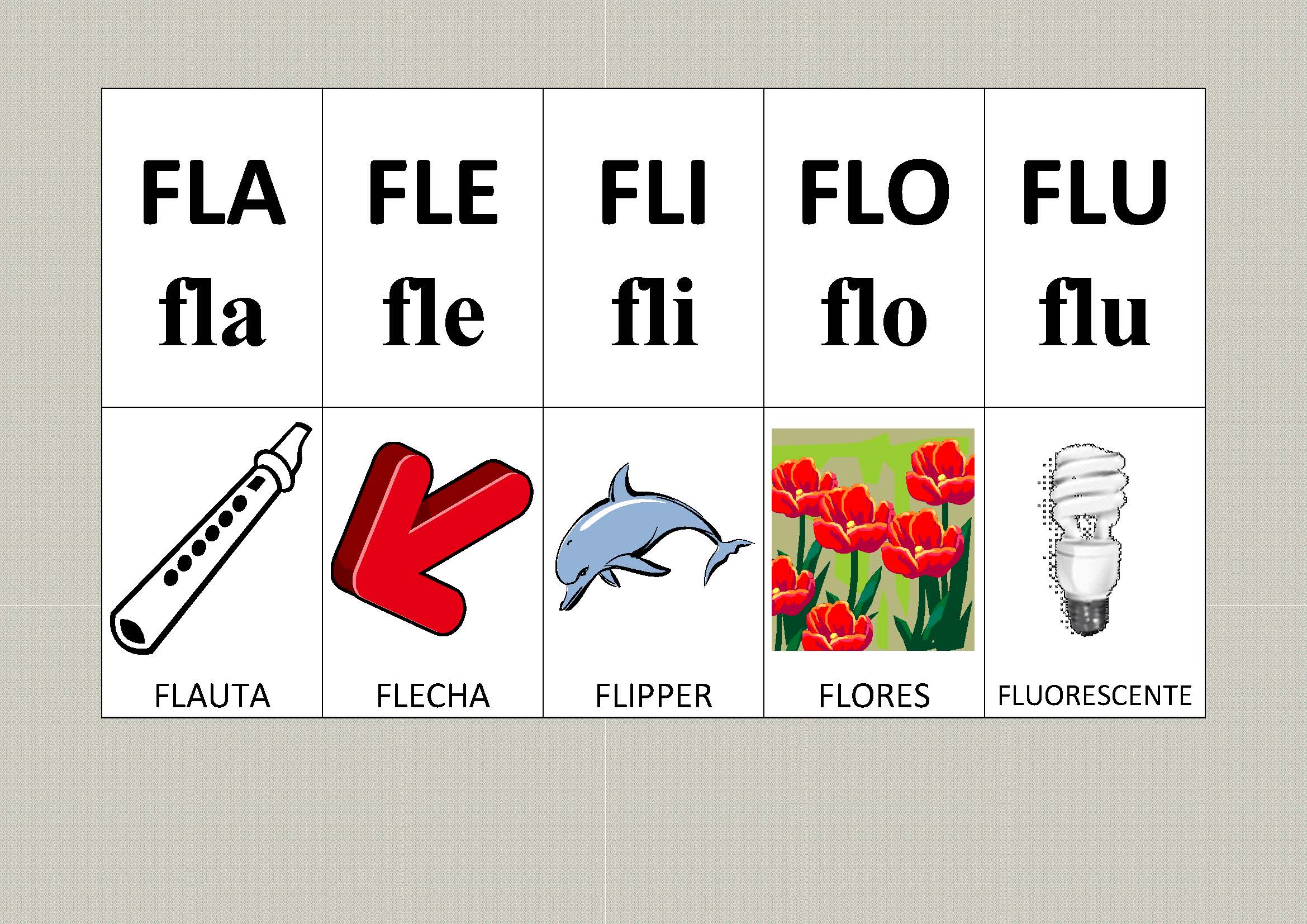 PALABRAS CON FLA, FLE, FLI, FLO Y FLU, 55% OFF