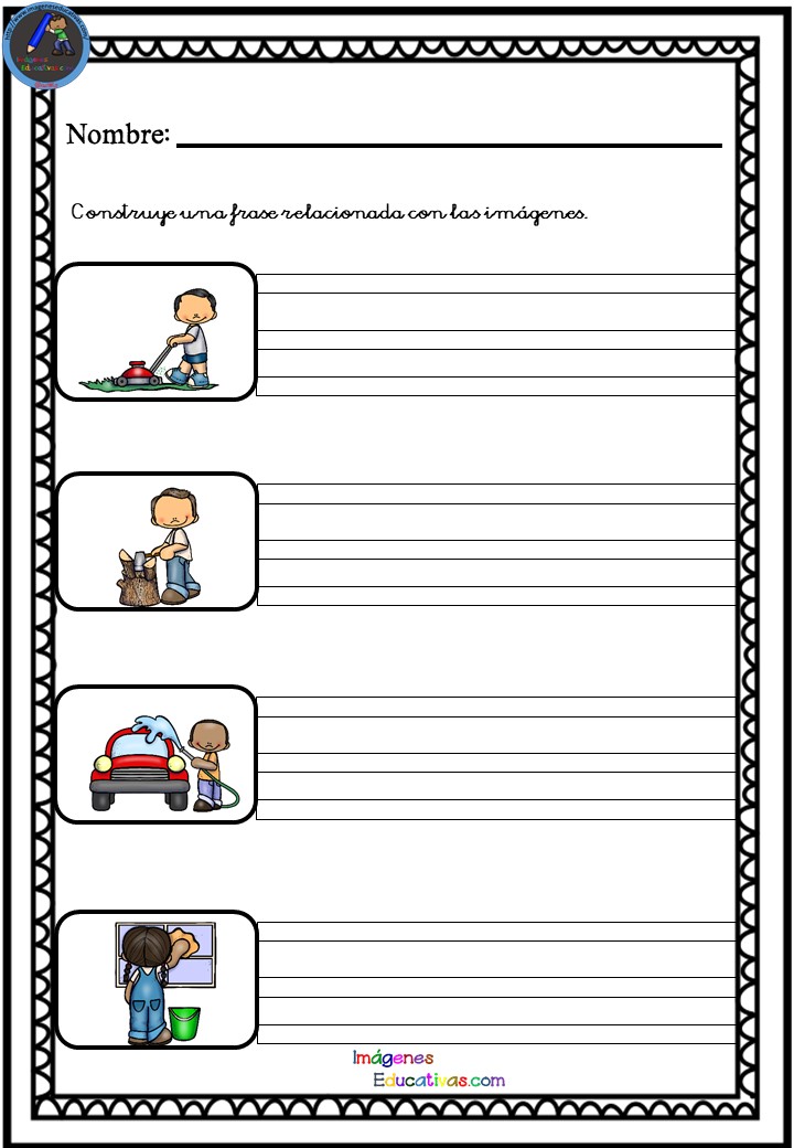 Ejercicio de escritura creativa para crear oraciones - Imagenes Educativas