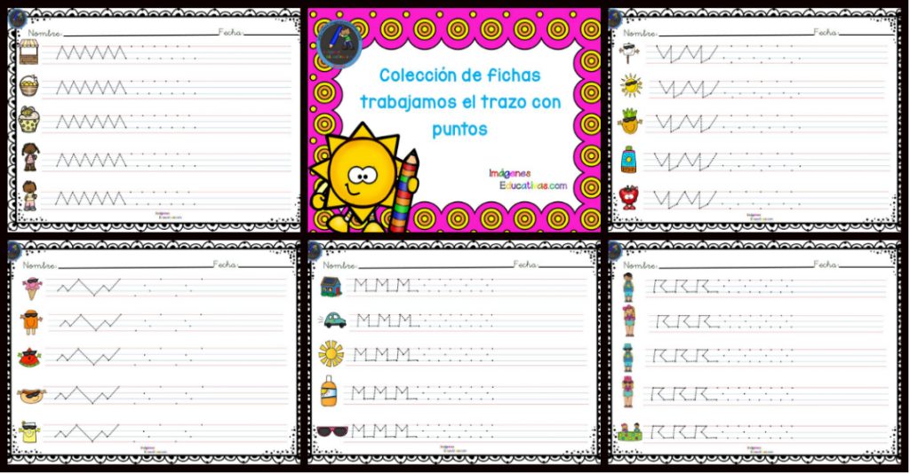 Colección de fichas para trabajar el trazo con puntos (1) - Imagenes ...