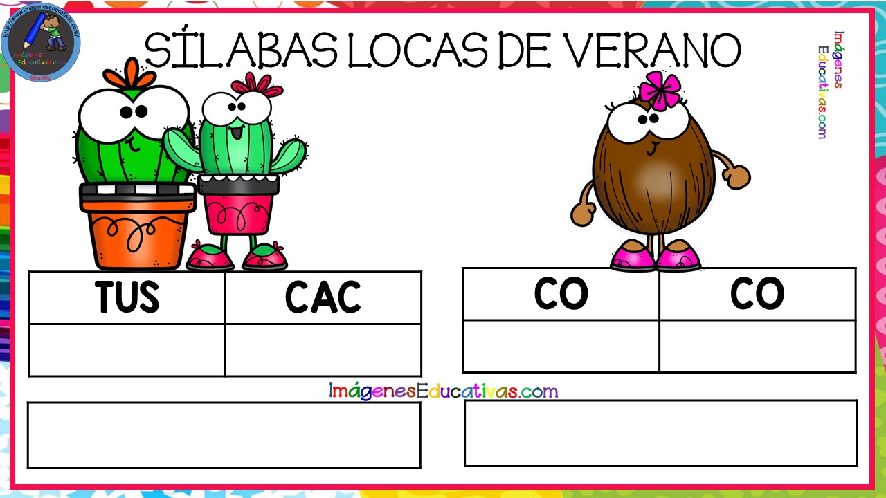 SÍLABAS para jugar SÍLABAS LOCAS DE VERANO (1) - Imagenes Educativas