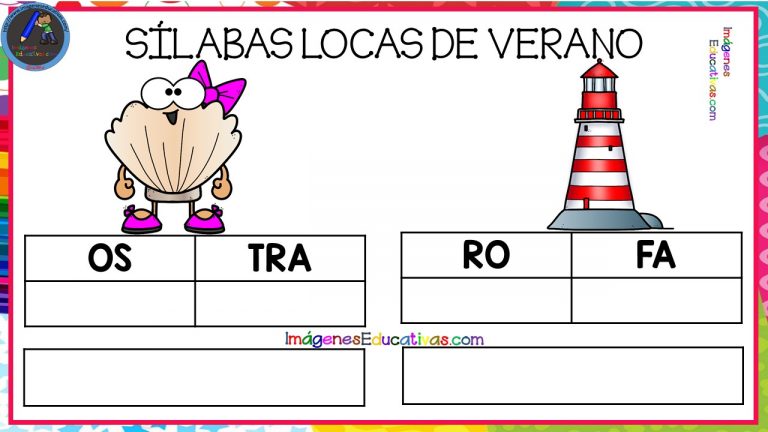 Fichas de SÍLABAS para jugar SÍLABAS LOCAS DE VERANO - Imagenes Educativas