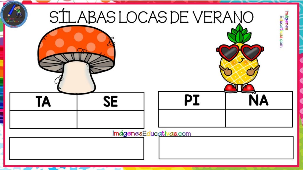 Fichas de SÍLABAS para jugar SÍLABAS LOCAS DE VERANO - Imagenes Educativas