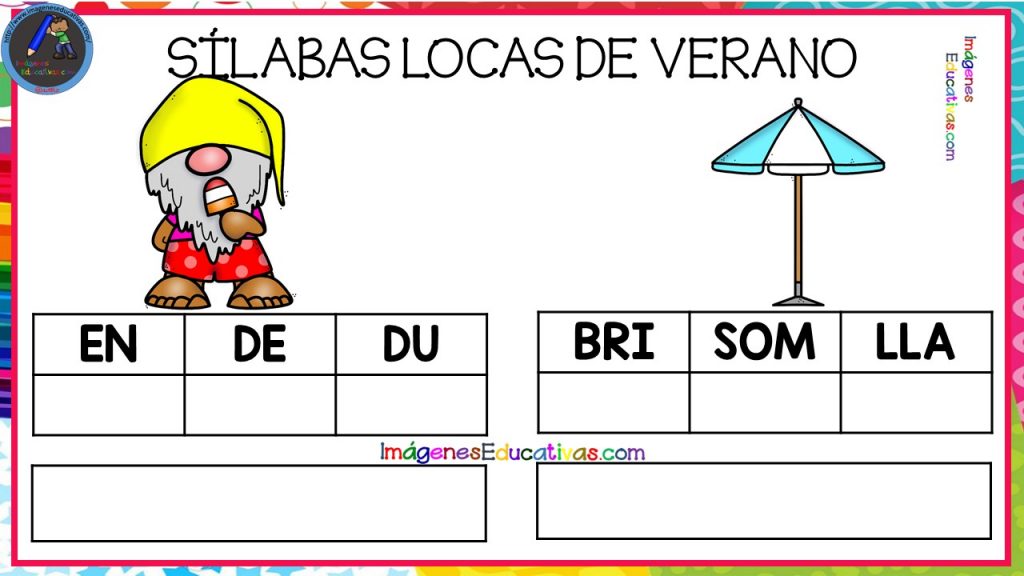 SÍLABAS para jugar SÍLABAS LOCAS DE VERANO (5) - Imagenes Educativas