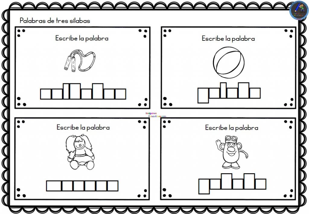 Actividades escribimos palabras de 3 sílabas - Imagenes Educativas